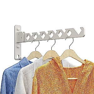 dancrul White Clothes Hanger Rack Wall Mounted Drying Rack Coat Hook Laundry Room Accessories Closet Organizer