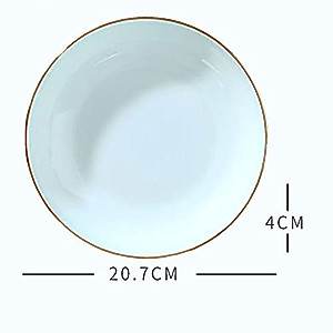 KOWMcp Dinner Plates 4PCS Orcelain Dinner Plates Set 20.7cm Ceramic Dinnerware Dishes Set, Round Shape, Blue, Microwave Safe