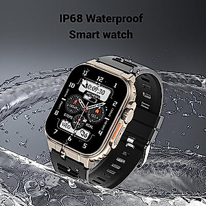 FITNIV Smart Watch, 1.96 Fitness Tracker Watch with Bluetooth Call (Answer/Make Call) Heart Rate Blood Oxygen Sleep, IP68 Waterproof Smartwatch Compatible with iPhone Android Phones for Women Men