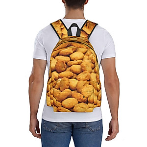 SDERDZSE Funny Fried Chicken Nuggets Pattern Backpack Casual Large Capacity Daypack Lightweight Travel Backpack For Men Women