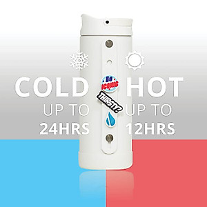 Elemental Iconic Kids Water Bottle with Straw Lid & Charms Strap, Leak-Proof When Closed, Triple Insulated Stainless Steel Reusable Thermos Water Bottle - 14oz, White