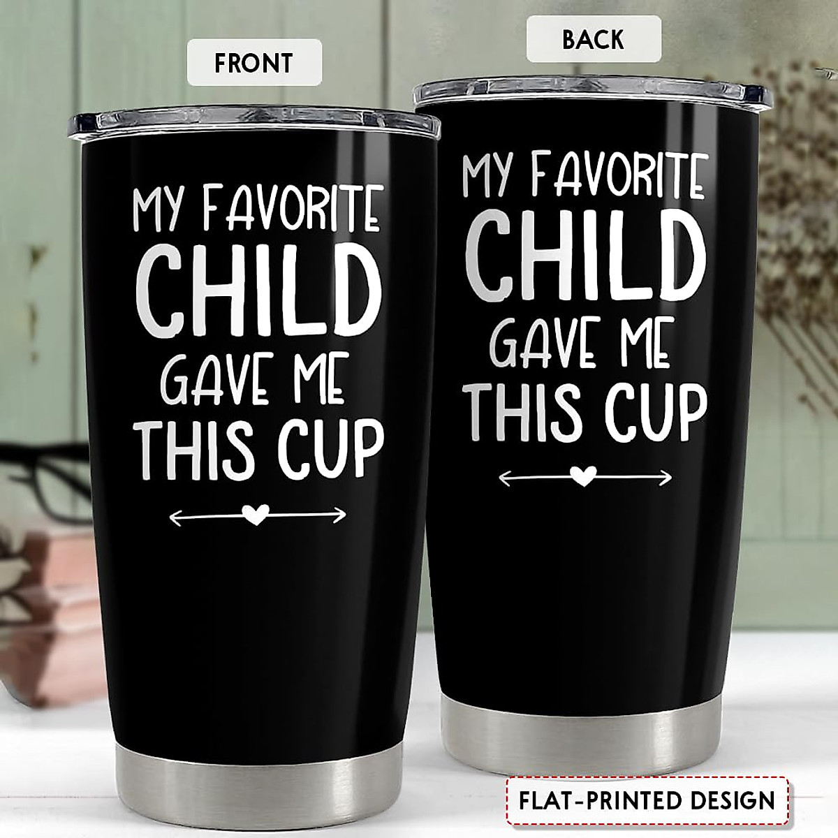 SANDJEST 20oz Stainless Steel Tumbler Gifts for Dad from Daughters Sons Insulated My Favorite Child Gave Me This Cup Travel Mug Christmas Father's Day