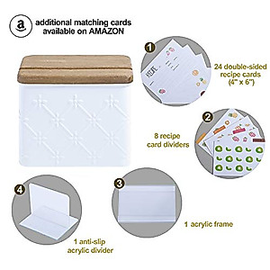 NIKKY HOME 4x6 Kitchen Metal Recipe Organization Box with Cards and Dividers, Floral Embossing Pattern