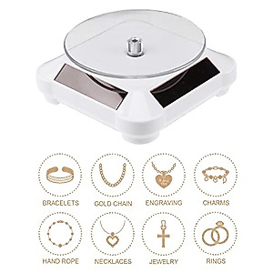 Housoutil Mobile Holder Solar Rotating Display Stand, 10cm/ Load 500g Rotating Turntable Stand for Jewelry Watch Mini Model- White Bracelets Holder