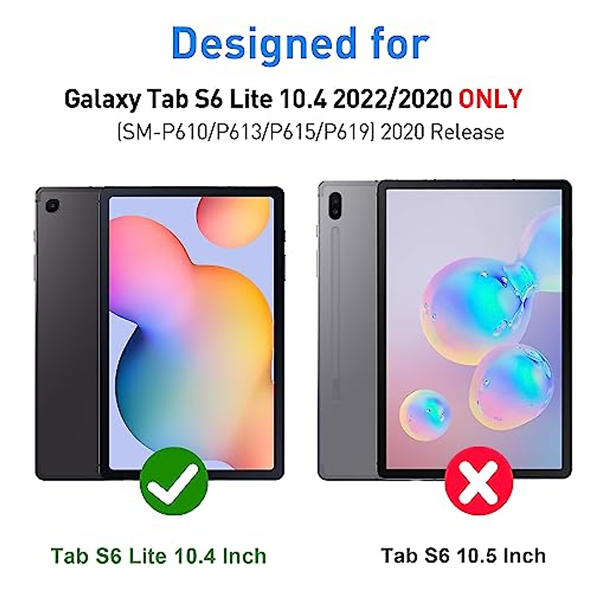 SUPFIVES Case for Galaxy Tab S6 Lite 10.4 Inch 2022/2020, with S-Pen Holder+ Shoulder Strap+ Handle+ 360° Rotating Stand, Black