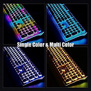 RK ROYAL KLUDGE S108 Typewriter Style Retro Mechanical Gaming Keyboard Wired with True RGB Backlit Collapsible Wrist Rest 108-Key Blue Switches Round Keycap - Black