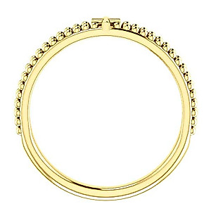 Eliana and Eli 14K Yellow Gold Milgrain Stackable Cross Ring- Inspirational Christian Faith, Love, Hope Jewelry- Wedding Engagement Promise Band - Ring Size 4-9 (9)