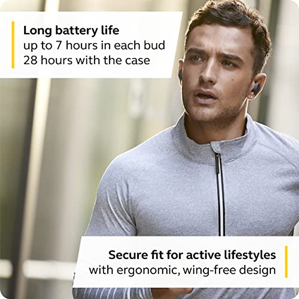 Jabra Elite 4 Active in-Ear Bluetooth Earbuds – True Wireless Earbuds with Secure Active Fit, 4 Built-in Microphones, Active Noise Cancellation and Adjustable HearThrough Technology – Black