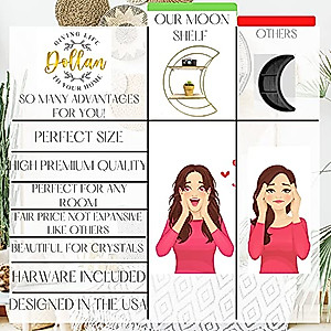 Crescent Moon Shelf for Crystals,Gold Shelf,Crystal Shelf for Wall Decor, Gold Floating Shelves, Moon Shelf Crystal Wall Decor, Moon Decor,Stones Essential Oil, Wooden Shaped Crystal Display Shelf.