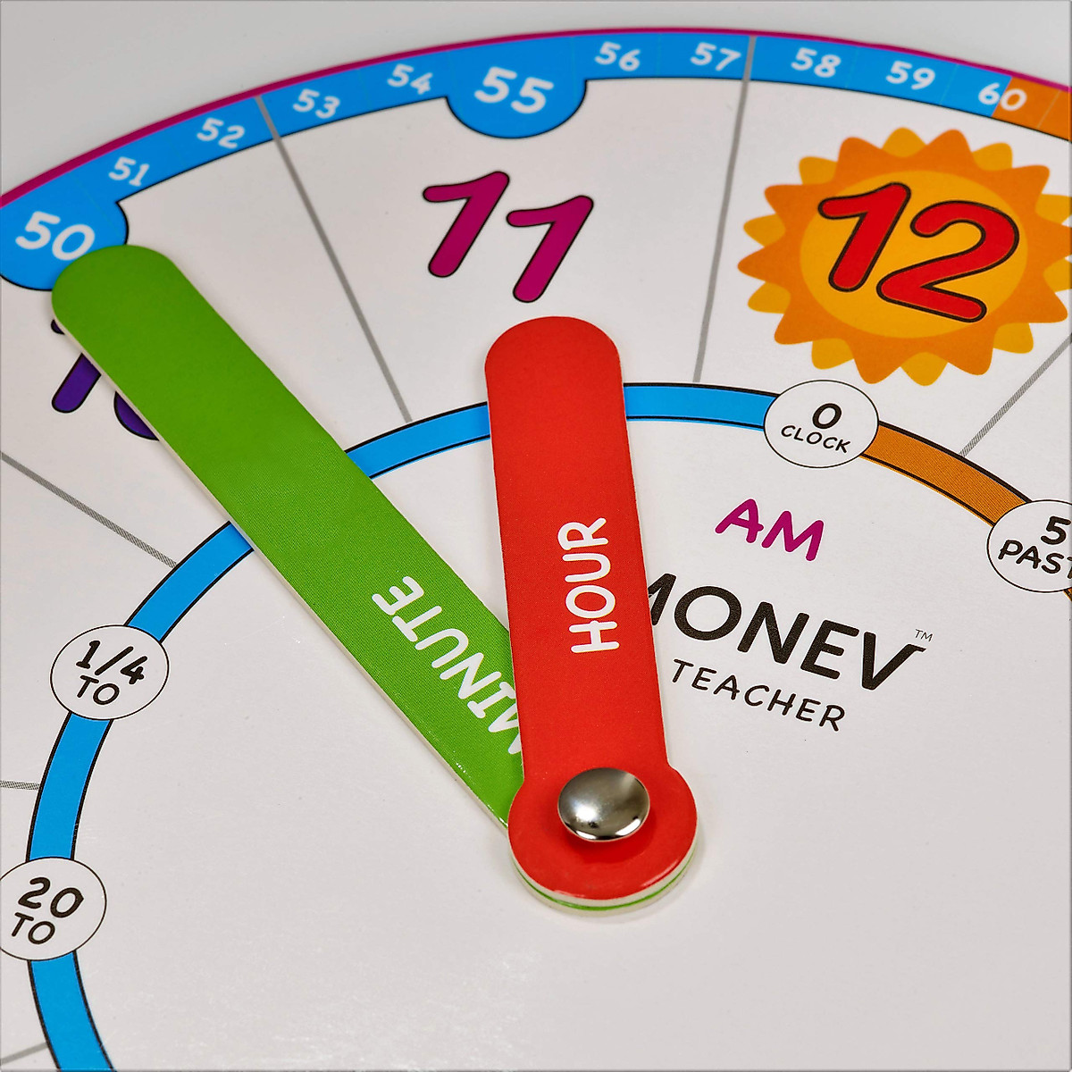 Amonev Time Teacher Magnet Clock, Teach Children to Instantly Read and say The time with This Hand held Teaching aid. Pre-School Kindergarten aid