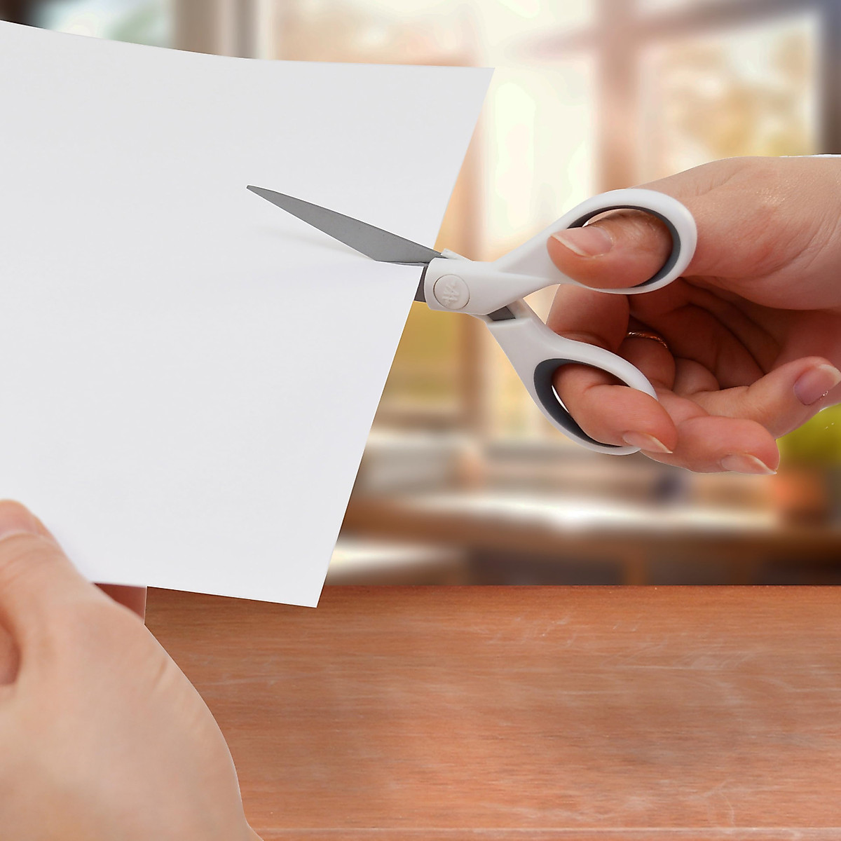 Westcott 16376 Crafting Scissors, 5-Inch Titanium Micro-Tip Scissors, White/Gray