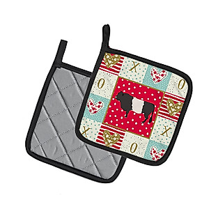 Caroline's Treasures CK5258PTHD Belted Galloway Cow Love Pair of Pot Holders, Red Kitchen Heat Resistant Pot Holders Sets Oven Hot Pads for Cooking Baking BBQ, 7 1/2 x 7 1/2
