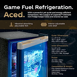 Cooluli League of Legends® Ultimate 48L Mini Fridge – Limited Edition Coca-Cola® Exclusive Gaming Room Mini Fridge, Cool LED lighting, Glass Door with Illuminating Logos and Temperature Controls