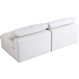 Meridian Furniture Serene Collection Modern | Contemporary Deluxe Comfort Modular Sofa, Soft Linen Textured Fabric, Down Cushions, 2 Armless, Cream