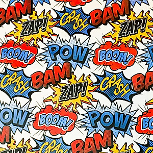 Celebrate Next SuperHero Bow Pow Gift Wrap Wrapping Paper Folded with Gift Tags