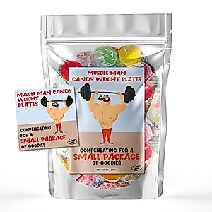 Funny Gifts for Friends- Muscle Man Candy Weight Plates By Inspired Candy- Assorted Jelly Disks Candy, 5.5oz Pk, Fun Gifts for Men Brother Coworker, Gag Gifts, Unique Gifts for Men Dad Best Friend, Dad Birthday Gift, Gifts for Men