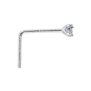 Jewelry Avalanche 14Kt White Gold Real 1.5mm Diamond Nose Stud 22G L-Shape Nose Ring Stud - April Birthstone -LSWG-WD1.5