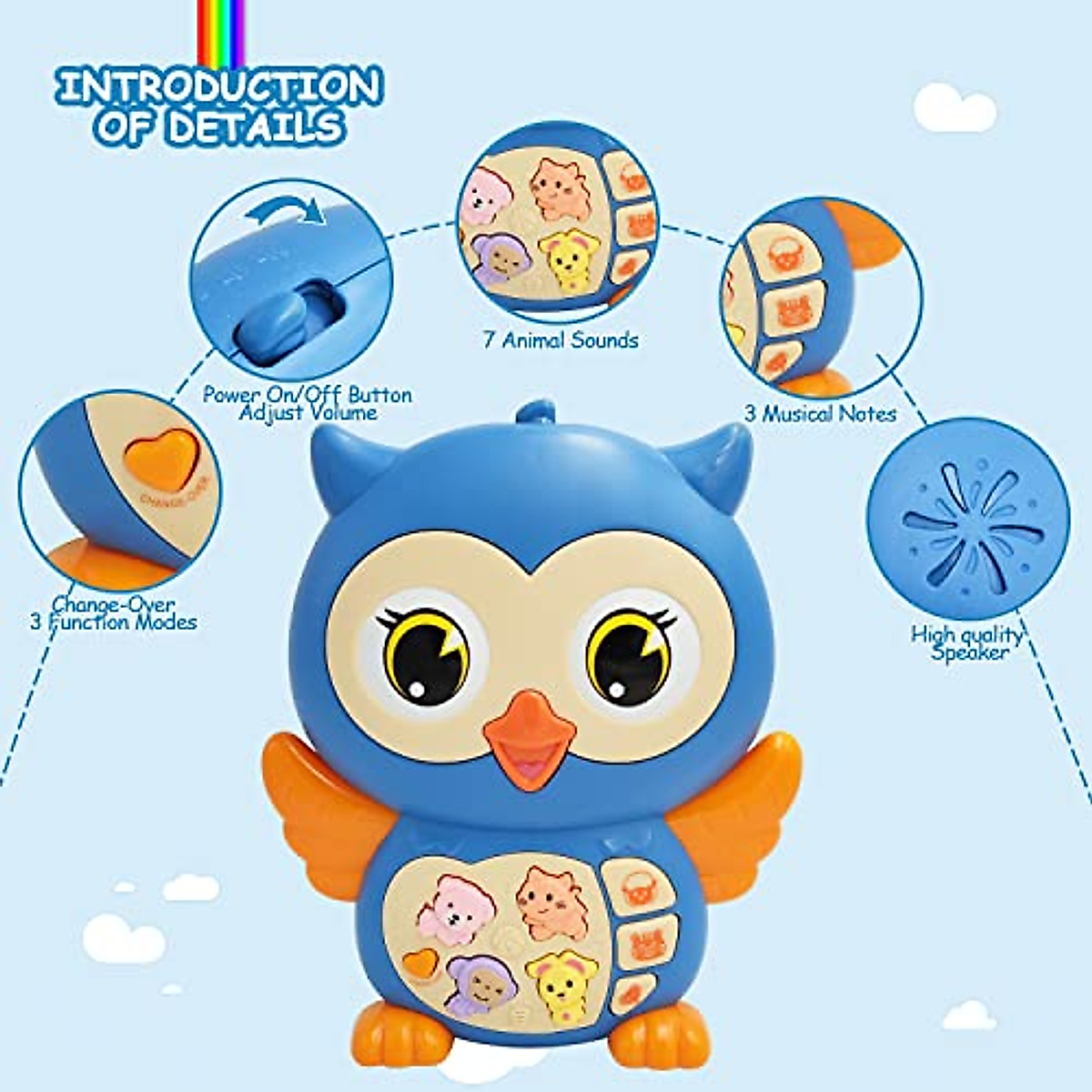 XINQEOW Baby Piano Toy, Infant Toys 6-12 Months, 3 Play Modes Owl Baby Light Up Toys, Lovely Baby Learning Toys 6 to 12 Months, Baby Einstein Piano Toys for Birthday Gifts