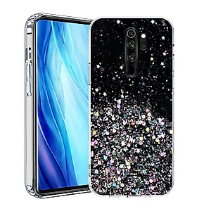 Compatible with Redmi Note 8 Pro Case Glitter Clear Green,for Xiaomi Redmi Note 8 Pro Phone Case Silicone Transparent Soft TPU Women Girls Shockproof Protective Slim Cover (Black)