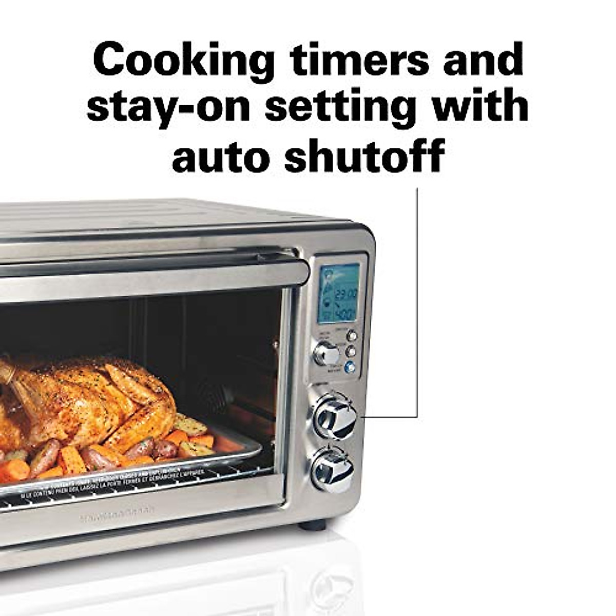 Hamilton Beach 31190C Digital Display Countertop Convection Toaster Oven with Rotisserie, Large 6-Slice, Stainless Steel