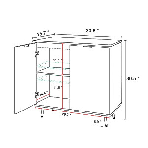 Anmytek Modern Sideboard Buffet Cabinet, Natural Oak Accent Cabinet with 2 Doors and Adjustable Shelf Spaicous Storage Cabinet for Living Room Kitchen Hallway, H0058
