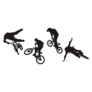 JUEKUI Bicycle Wall Sticker Art Living Room Bedroom BMX Bike Bicycle Wall Decor Sticker Vinyl Art Decal WS97 (Black)