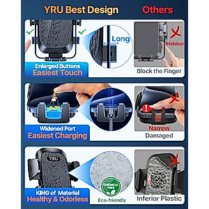 YRU True Military-Grade Car Phone Holder [2024 Upgraded Rotatable Strongest Suction Cup] Cell Phone Mount for Dashboard Windshield Truck Cradle Dash Stand for iPhone 15 14 13 12 Pro Max, Black