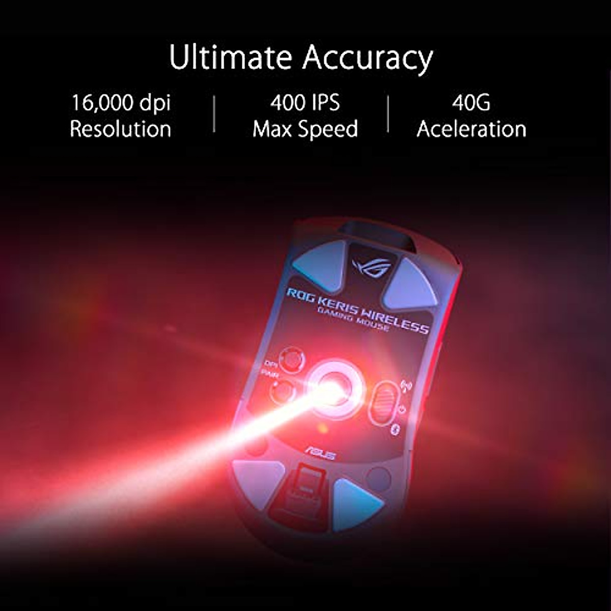 ASUS ROG Keris Wireless Lightweight Gaming Mouse (ROG 16,000 DPI sensor, push-fit switch sockets, swappable side buttons, ROG Omni Mouse feet, ROG Paracord and Aura Sync RGB lighting)