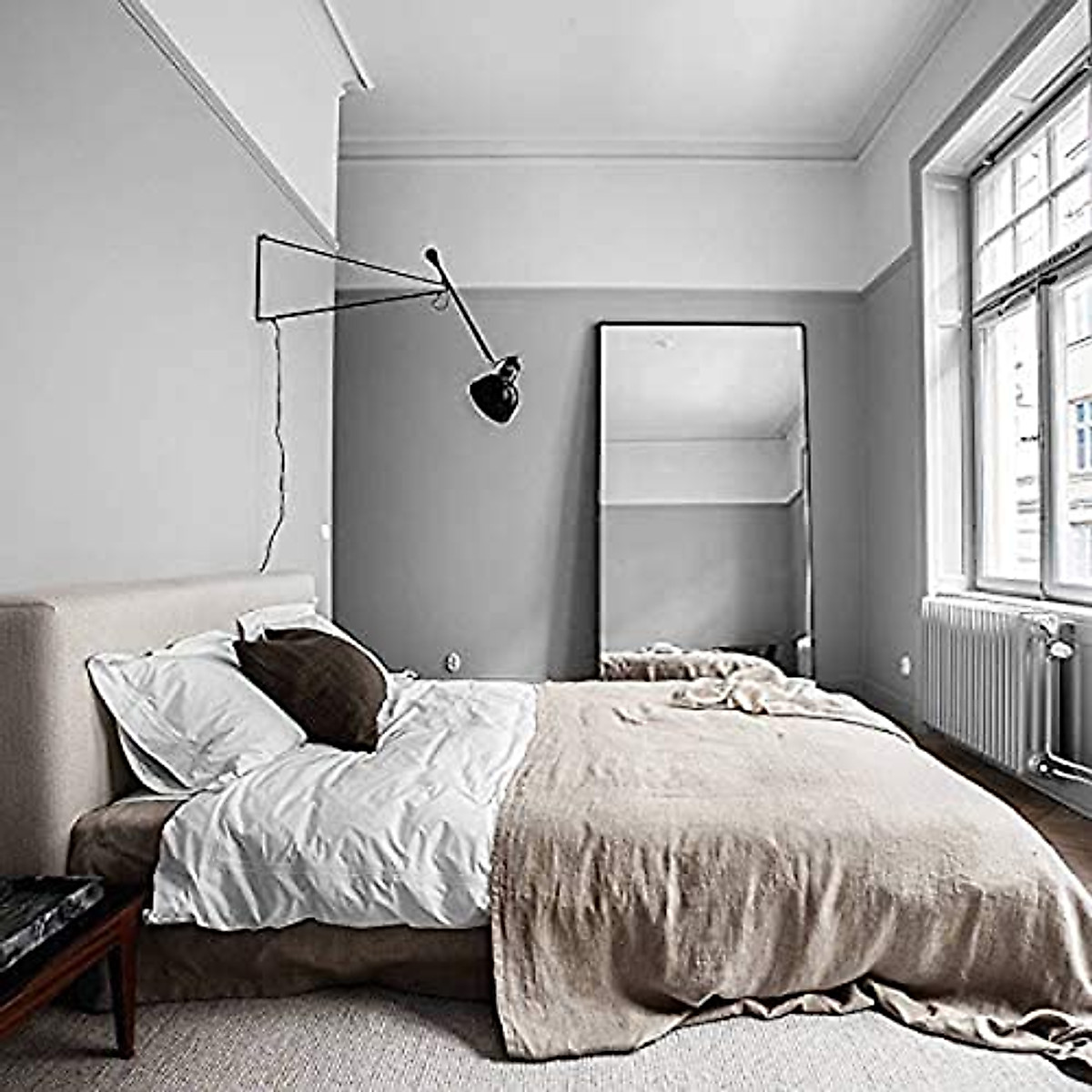 TinyTimes 71"×30" Full Length Mirror, Floor Mirror with Stand, Full Body Tall Mirror, Freestanding or Wall-Mounted, Brushed Thin Frame, for Bedroom, Liveing Room - Black