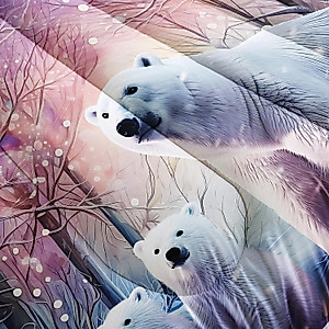 AILONEN Polar Bear Comforter Set for Girls Boys, Arctic Animals Twin Bedding Winter Snow Bear Kawaii Kids Comforter with 2 Pillowcases,3 Pieces Twin Bed in a Bag