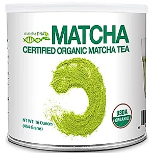 MATCHA DNA Certified Organic Matcha Green Tea Powder (16 oz TIN CAN)