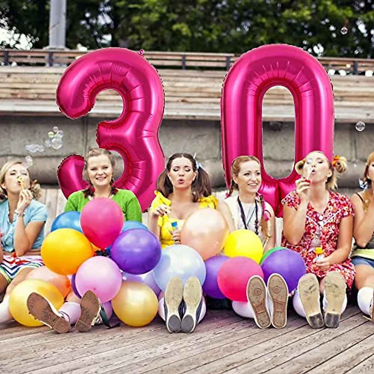 40 Inch Hot Pink 30 Balloon Number 30th Birthday Anniversary Party Decorations Supplies for Women Large Foil Mylar Bright Pink Number Giant Huge Helium Balloons Big Jumbo Dark Pink Digital Balloon