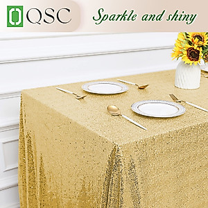OQSQ Gold Sequin Tablecloth - 60x102 inch, Glitter Tablecloth, Sparkle Sequence Table Cover for Wedding,Birthday Party,Bridal Shower Decorations