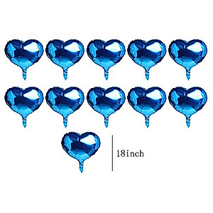 10 Pcs Blue Heart-Shaped Balloon 18 Inch Foil Balloon Mylar Balloon Happy Birthday Balloons Banner