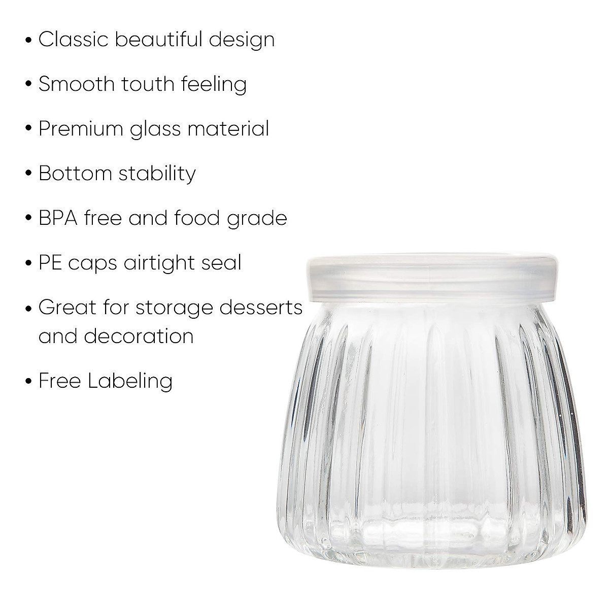 Small Yogurt Jars,Encheng 4 oz Clear Glass Jars With Lids,Yogurt Container With Caps(PE),Replacement Glass Pudding Jars,Clear Glass Containers For Milk,Ramekin,Jams,Jelly,Mousse 40 Pack …