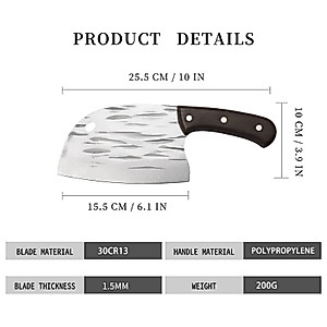 TJ POP Meat Cleaver 6.2 inches, Ultra Sharp Lightweight Chinese Cleaver Knife, Full-tang Chopping Knife 30Cr13 Steel Blade Thickness 1.5 mm, Fish Shape Series HP01004