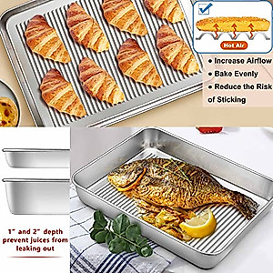 Homikit Bakeware Set of 5, Stainless Steel Baking Pan Sets Nonstick, Heavy Duty Metal Baking Sheets Tray and Round Cake Bread Meatloaf Pans Great for Oven Cooking Roasting, Rust Free & Dishwasher Safe