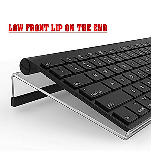 KOTEMON Mini Computer Keyboard Stand-11.8'' x 5.1''-Small Computer Keyboard Tray Acrylic Keyboard Holder for 78 Keys Universal Compact Keyboard, with Black Silicone Strip, Clear