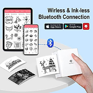 Phomemo Mini Sticker Pocket Printer M02 Inkless Thermal Portable Printer for Phone, Study Notes Printer for Anatomy, DIY Journal,Early Education, Instant Photo Printer for Picture, Graphics, Best Gift