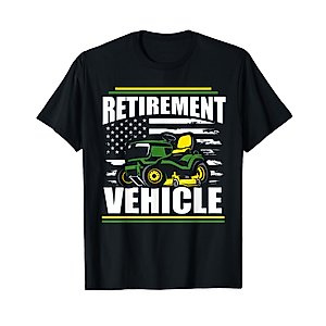 Retirement Vehicle Funny Riding Lawn Mower American Flag T-Shirt