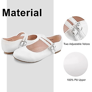 MIXIN Girls Dress Shoes Mary Jane Shoes for Girl Ballet Flats Back to School Princess Wedding Shoes White Size 1