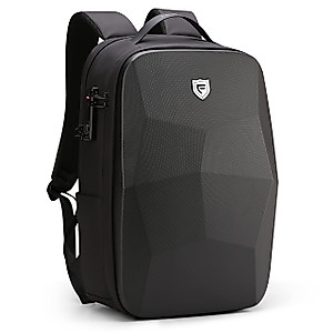 FENRUIEN 17.3-Inch Hard Shell Laptop Backpack,Anti-Theft Waterproof Business Travel Computer Backpack,Black Gaming Laptop Bag with USB Port for Men