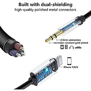 [Apple MFi Certified] iPhone Aux Cord for Car, Lightning to 3.5mm Audio Stereo Cable Compatible with iPhone 14 13 12 11 XS XR X 8 7 6 for Speaker/Car Stereo/Headphone, Support All iOS Version