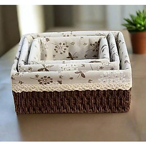 Delectable Garden Wicker Baskets (Set of 3) for organizing and storage, cloth lined, quality home decor