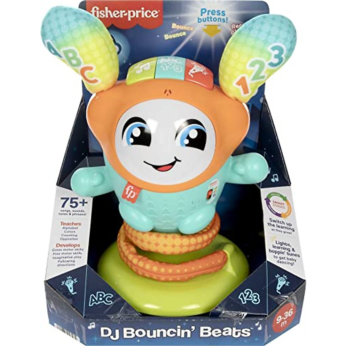 Fisher-Price Baby & Toddler Learning Toy Dj Bouncin’ Beats With Music Lights & Bouncing Action For Ages 6+ Months