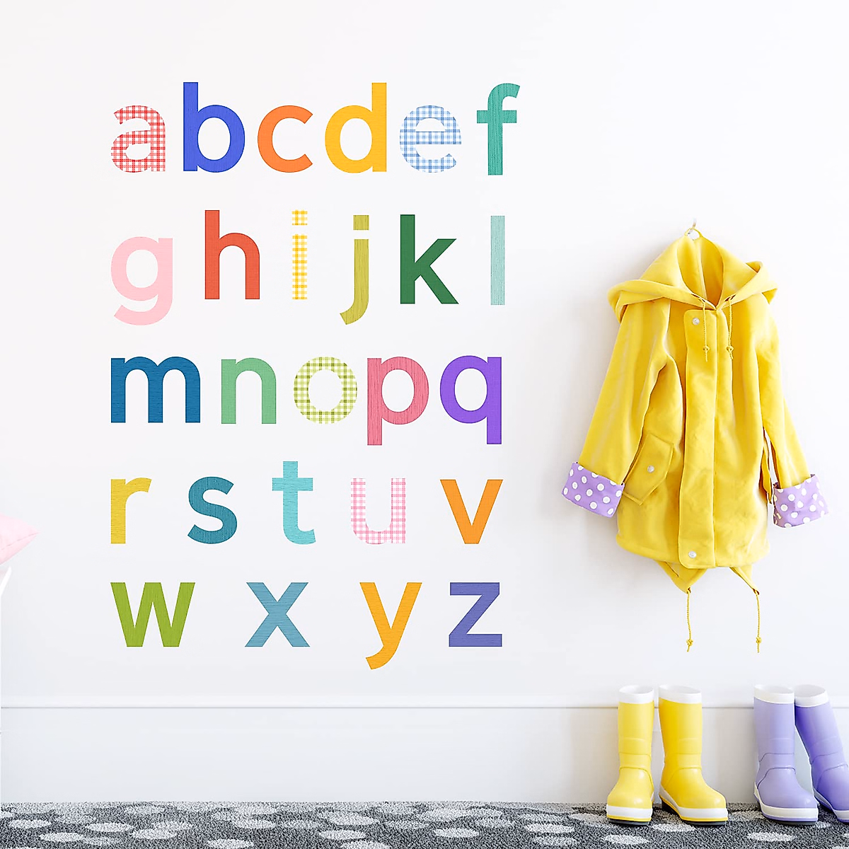 DECOWALL DW-1908 Pattern Alphabet Kids Wall Stickers Wall Decals Peel and Stick Removable Wall Stickers for Kids Nursery Bedroom Living Room d?cor