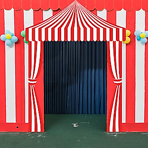 Ziliny 3 Pcs Carnival Party Decorations Circus Tent Awning Halloween Red White Banner Concession Stand(Striped Style)