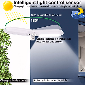 Solar Gutter Lights Outdoor Security Light, Waterproof Wall Sconces Lights Super Bright 18 LED 200 Lumens for Front Door, Wall, Yard, Garage, Garden, Fence, Driveway (White, 2-Pack)