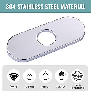 WOWOW 6.3 inch Kitchen Sink Faucet Hole Cover Deck Plate Chrome,Sink Hole Cover for 1 or 3 Hole Kitchen，Sink Faucet Single Hole Mixer Tap, Escutcheon Plate Stainless Steel Deck Plate