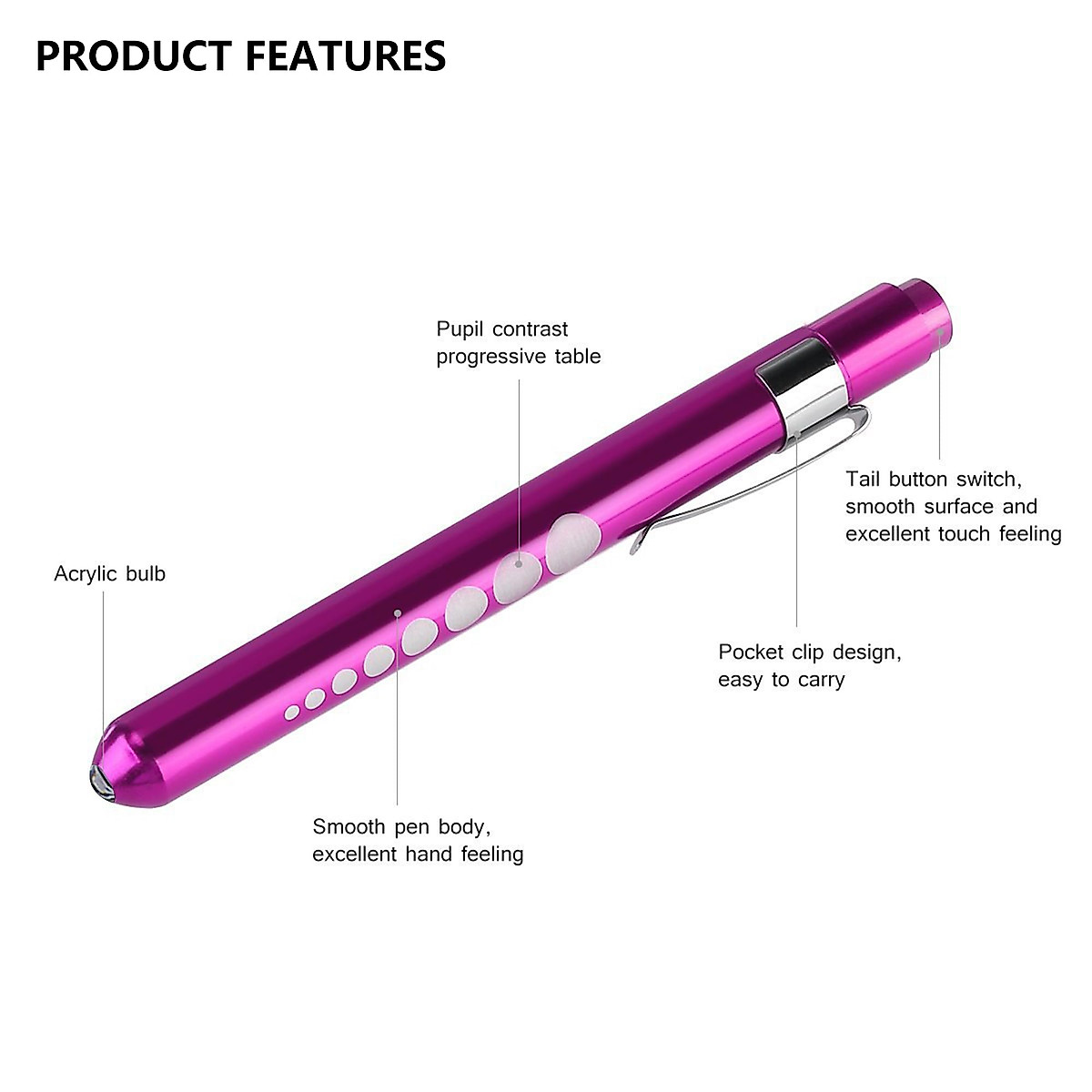 VAKS Pen Lights for Nurses Doctor, Reusable White Light LED Medical Penlights for Nurses Students EMTs with Pupil Gauge and Ruler, 3 Pack